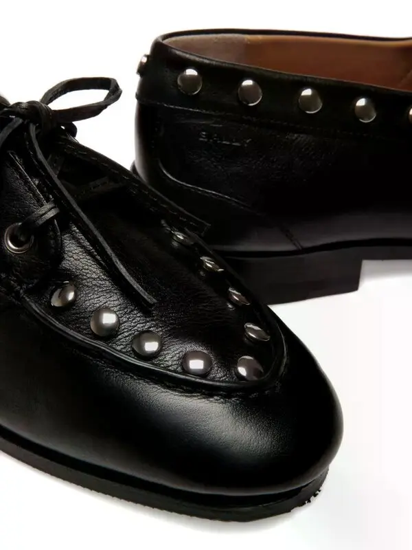 Bally Plume Studded Leather Boat Shoes - Black