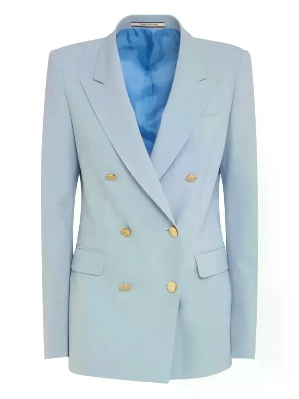 Tagliatore Double-breasted Blazer With Gold Buttons - Blue