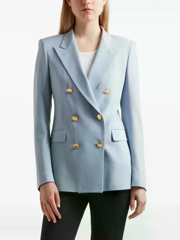 Tagliatore Double-breasted Blazer With Gold Buttons - Blue
