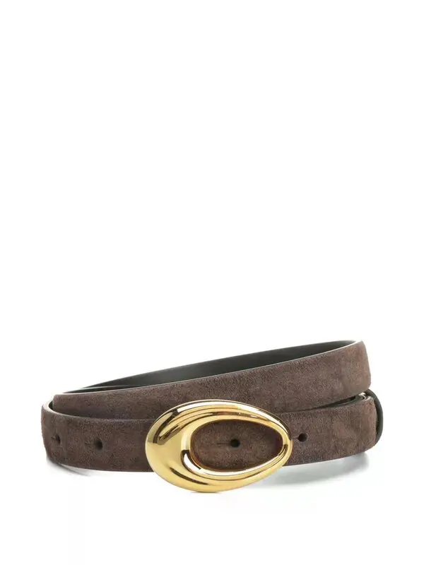 Khaite Oval-buckle Suede Belt - Brown