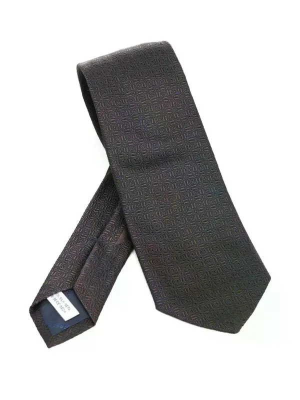 FERRAGAMO Jacquard Silk Neck Tie - Grey