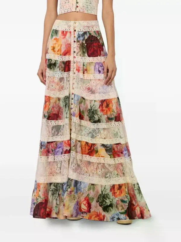 Alice + Olivia Adira Tiered Maxi Skirt