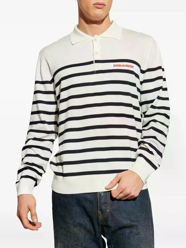 Dsquared2 Striped Polo-neck Sweater