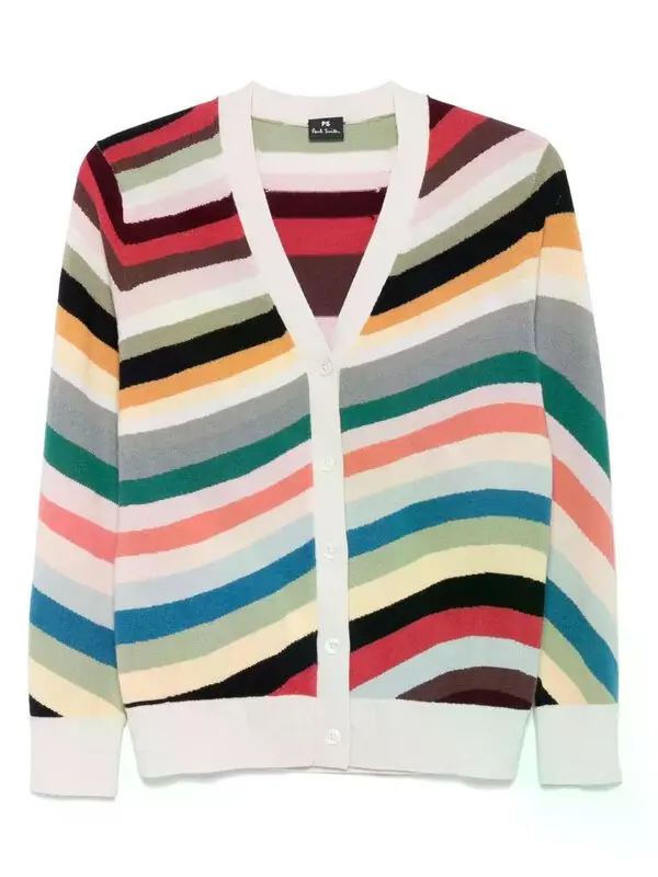 Paul Smith Striped-wave Cardigan - Neutrals