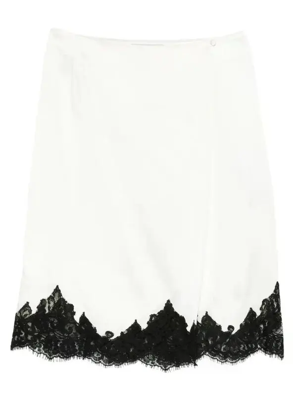 Stella McCartney Lace-trim Satin Midi Skirt - Neutrals
