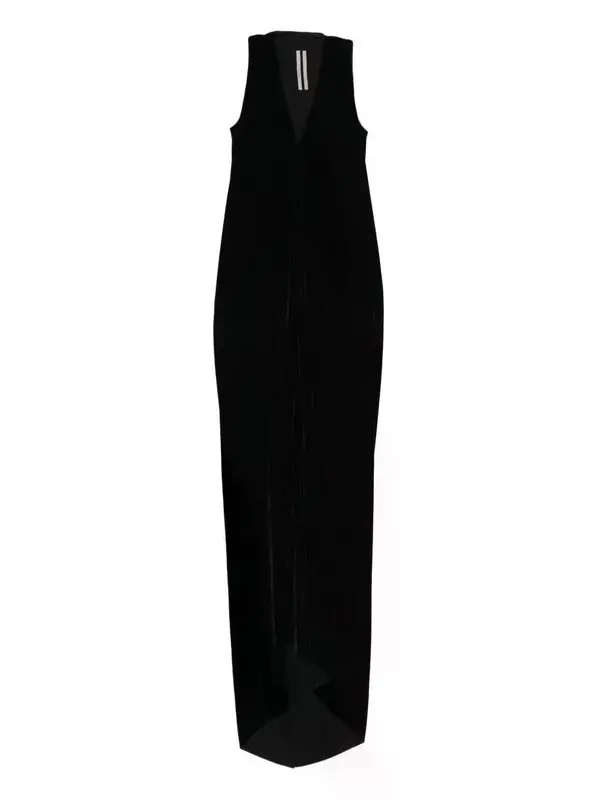 Rick Owens V-neck Velvet Maxi Dress - Black