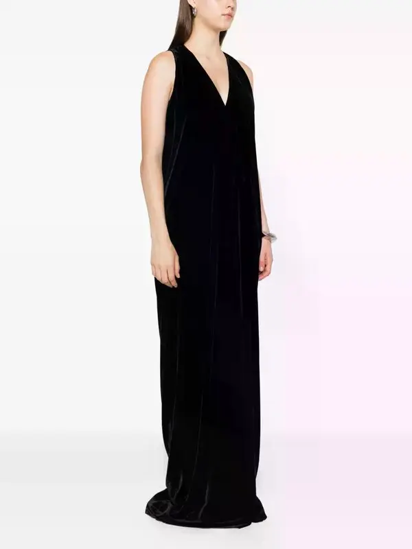 Rick Owens V-neck Velvet Maxi Dress - Black