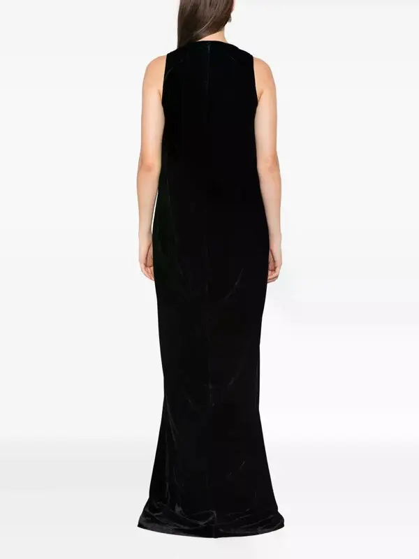 Rick Owens V-neck Velvet Maxi Dress - Black