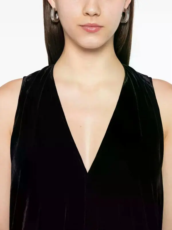 Rick Owens V-neck Velvet Maxi Dress - Black