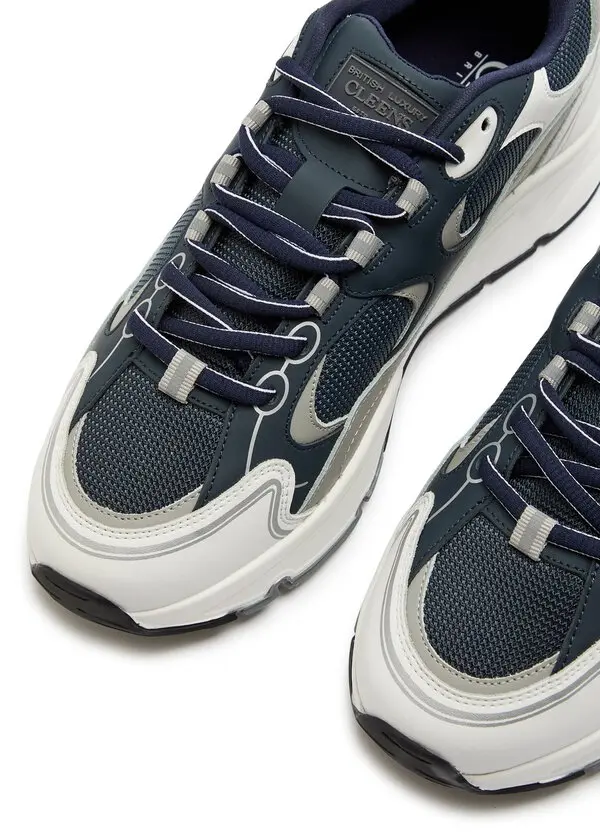 CLEENS Pulse Runner Panelled Mesh Sneakers - Navy