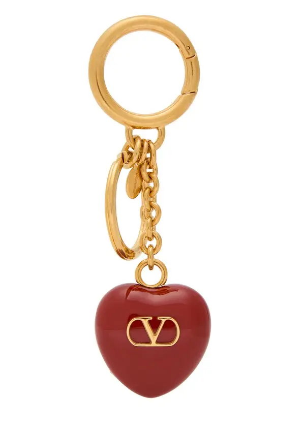 Valentino Garavani Vlogo Heart Enamelled Keyring - Red