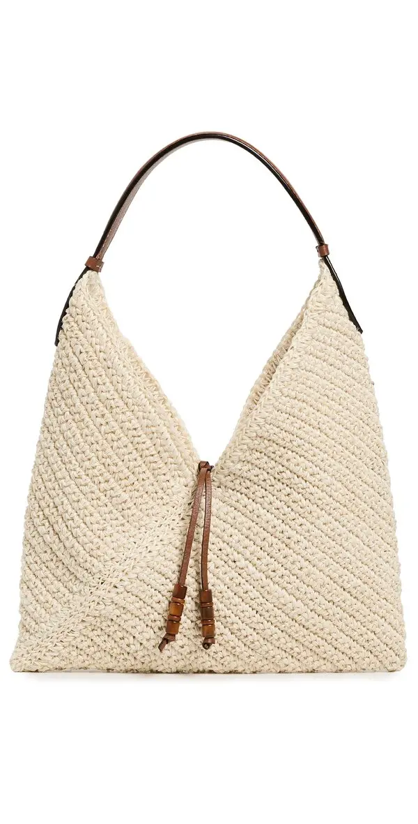 HUNTING SEASON Small Origami Raffia Bag - Natural White/cognac