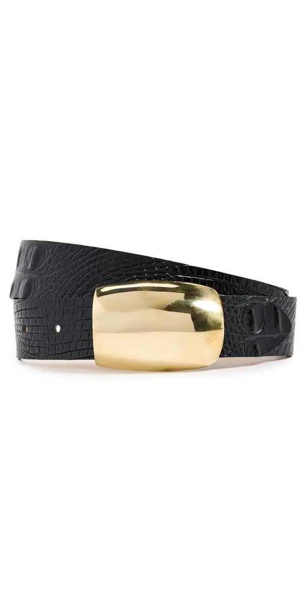 L'Agence Milou Croc-embossed Belt - Black Croc Embossed