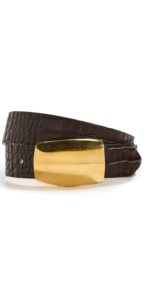 L'Agence Milou Croc-embossed Belt - Chocolate Croc Embossed