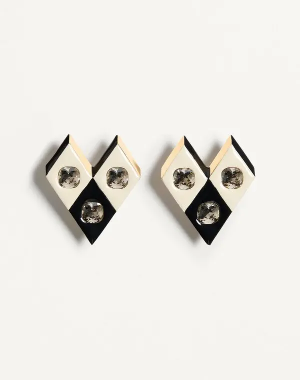 Valentino Garavani Losangettes Crystal Earrings - Gold/black/crystal