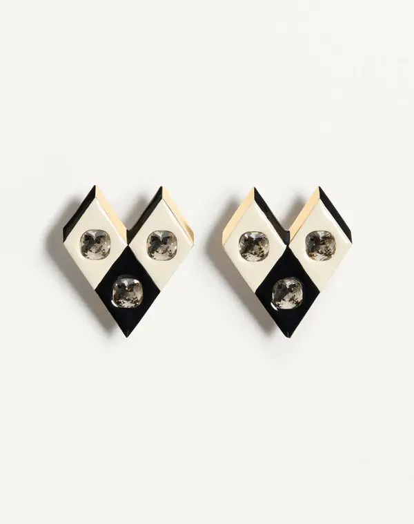 Valentino Garavani Losangettes Crystal Earrings - Gold/black/crystal