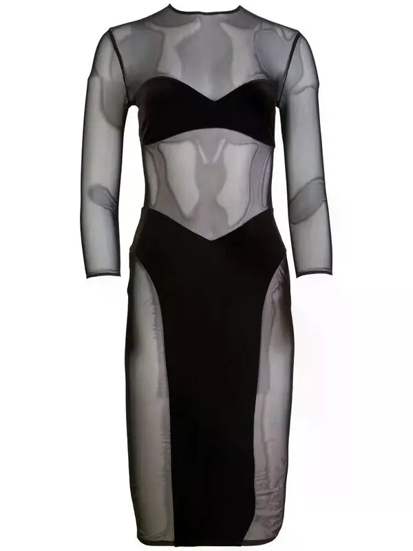 FLEUR DU MAL Mesh Panel Bodycon Dress