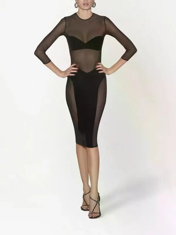 FLEUR DU MAL Mesh Panel Bodycon Dress