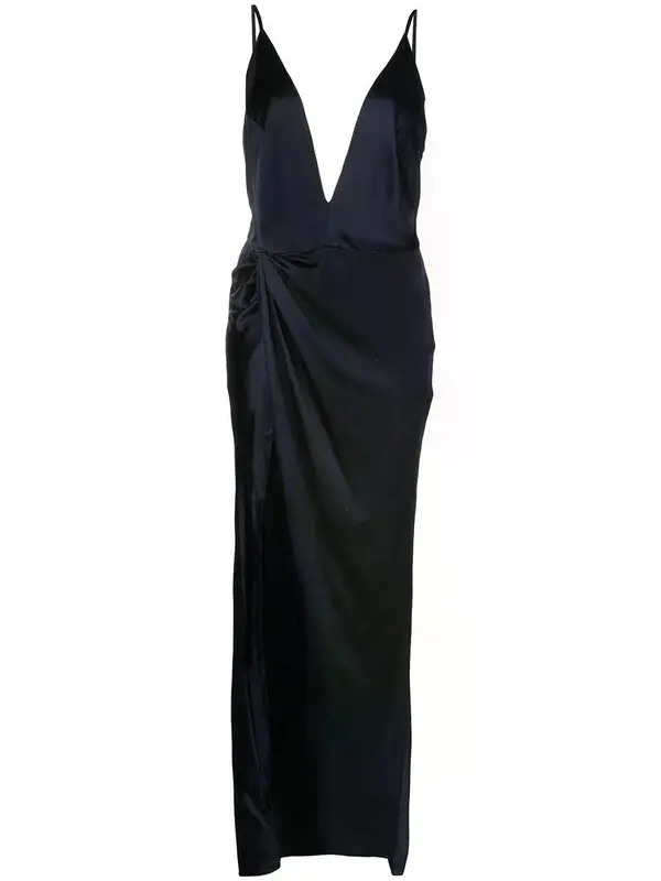 FLEUR DU MAL Plunging V-neck Slip Dress - Blue