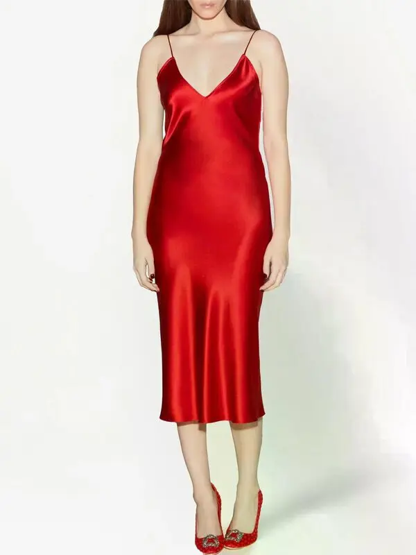 FLEUR DU MAL Crystal Midi Low-back Slip Dress