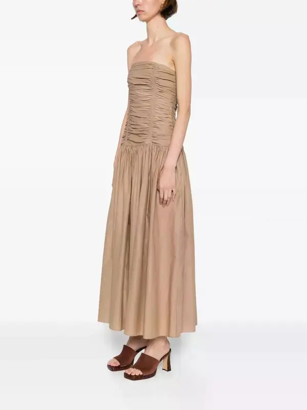 Matteau Strapless Drop Waist Dress In Brown - 40% Off | Editorialist