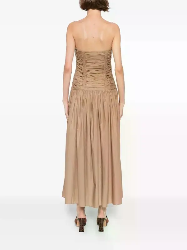 brown strapless drop waist dress Brave Soul strapless maxi drop waist jersey dress in brown