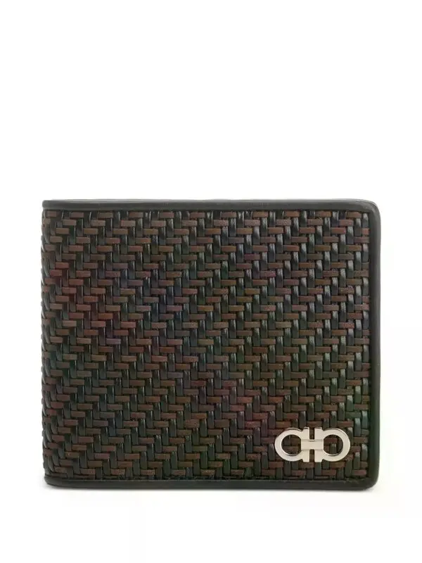 FERRAGAMO Woven Leather Wallet - Brown
