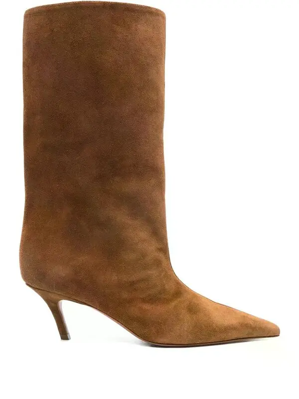 Amina Muaddi 60mm Fiona Suede Knee-high Boots - Brown