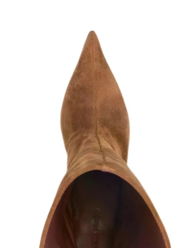 Amina Muaddi 60mm Fiona Suede Knee-high Boots - Brown