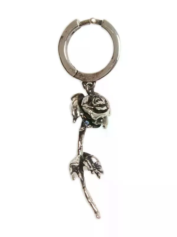 Alexander McQueen Rose Charm Hoop Earring - Silver