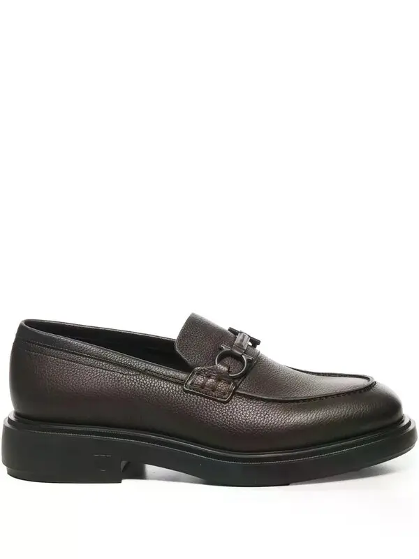 FERRAGAMO Gancini Detail Loafers - Brown