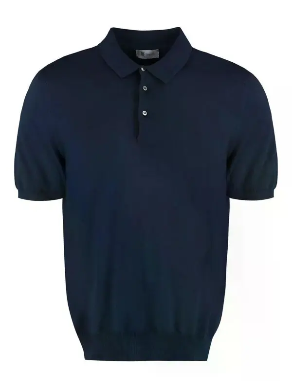 THE (ALPHABET) Fine-knit Polo Shirt - Blue