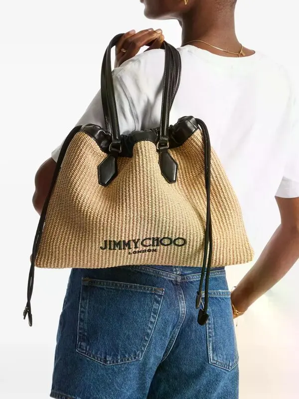 JIMMY CHOO Large Raffia Tote Bag - Neutrals