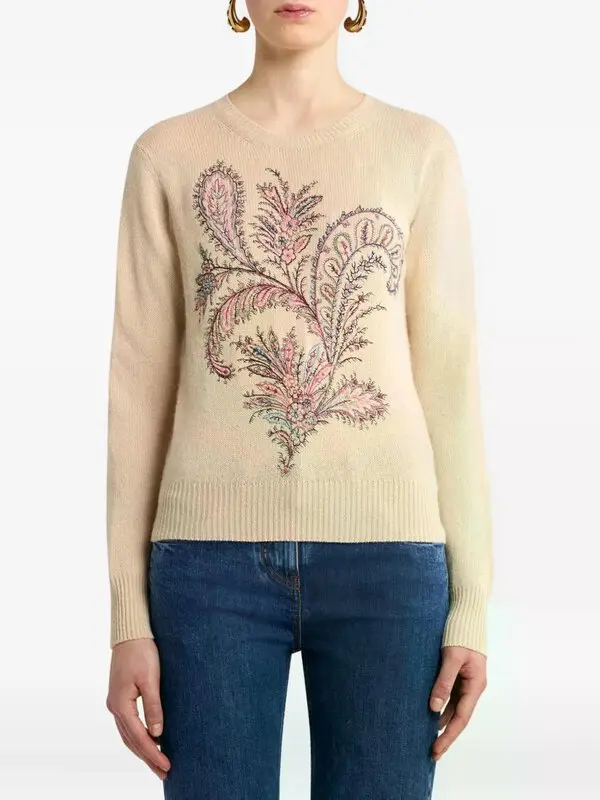 Etro Paisley-jacquard Sweater - Neutrals