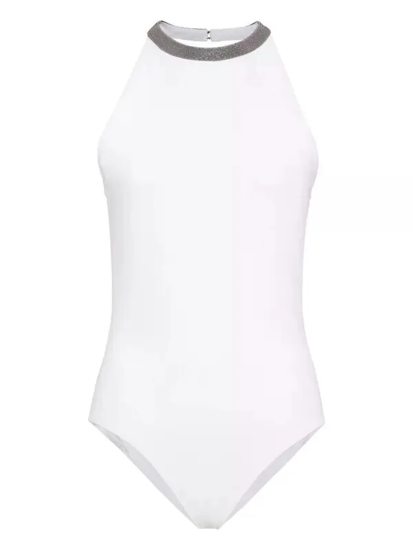 Brunello Cucinelli Monili-detail Halterneck One-piece Swimsuit - White