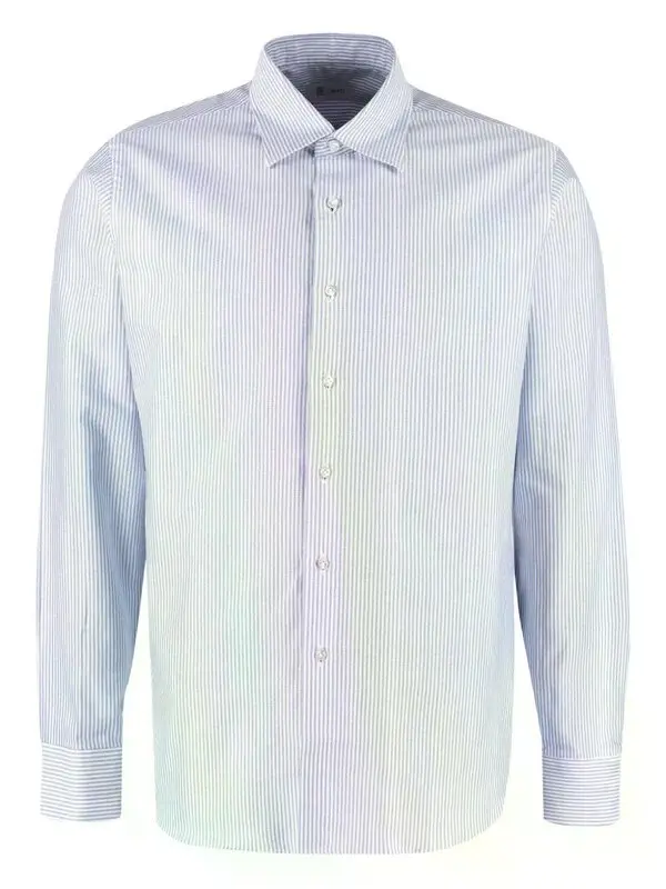 THE (ALPHABET) Striped Cotton Shirt - Blue