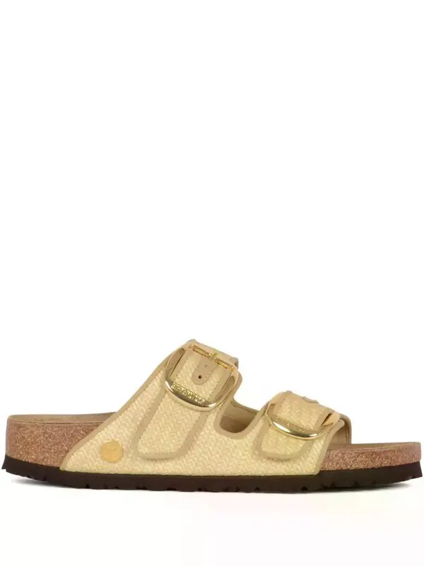 BIRKENSTOCK Arizona Big Buckle Raffia Sandals - Gold