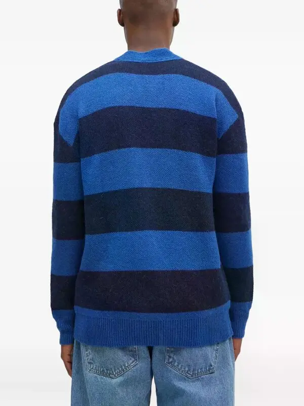 Aries Striped Buttoned Cardigan - Blue