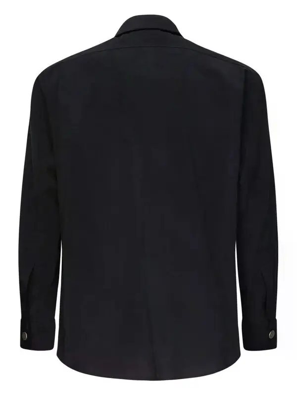 GIULIANO GALIANO Zip-front Italian-collar Shirt - Blue