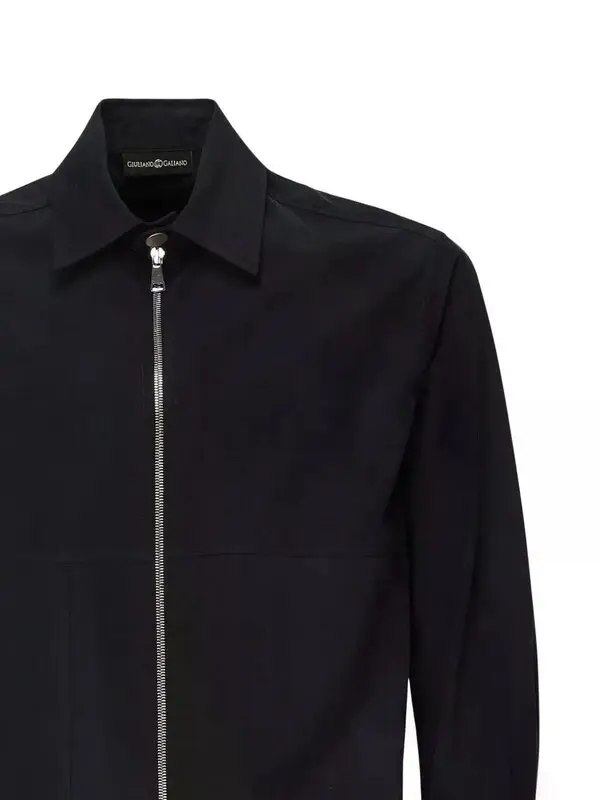 GIULIANO GALIANO Zip-front Italian-collar Shirt - Blue