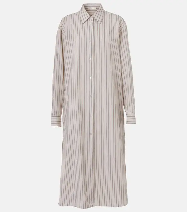 THE ROW Chihiro Striped Shirt Dress - Neutrals