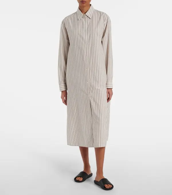 THE ROW Chihiro Striped Shirt Dress - Neutrals