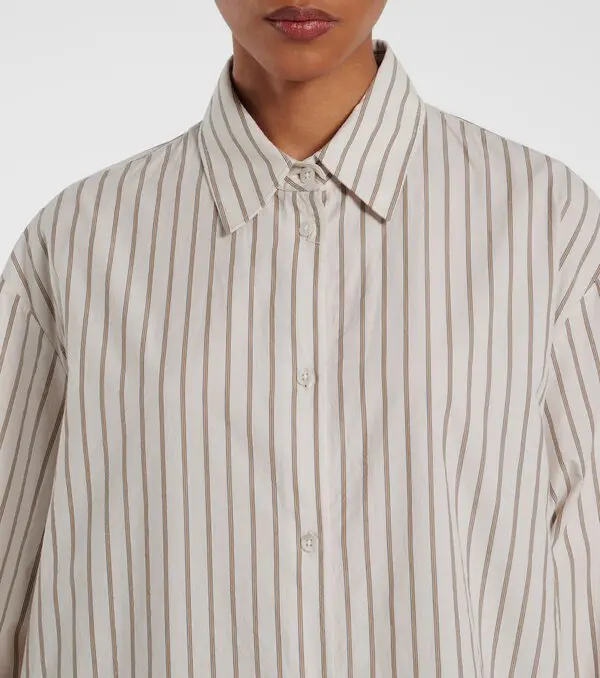 THE ROW Chihiro Striped Shirt Dress - Neutrals