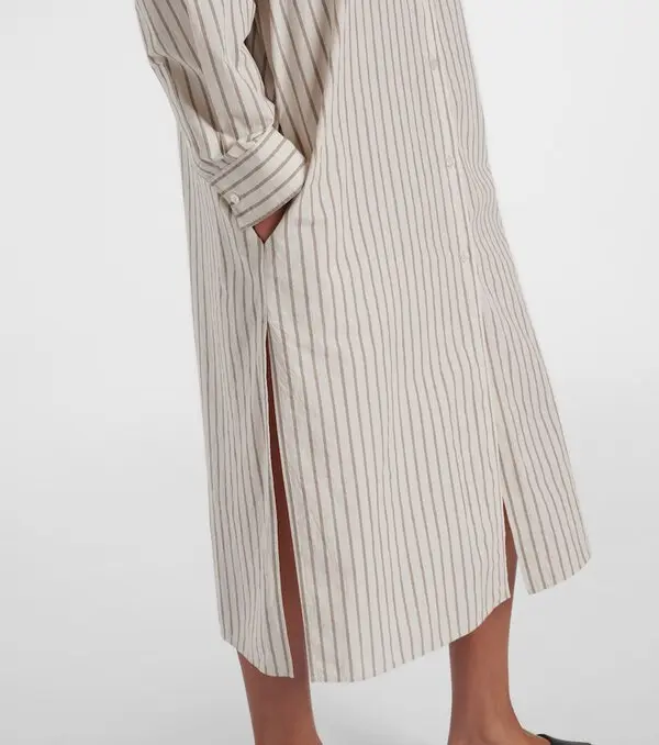 THE ROW Chihiro Striped Shirt Dress - Neutrals