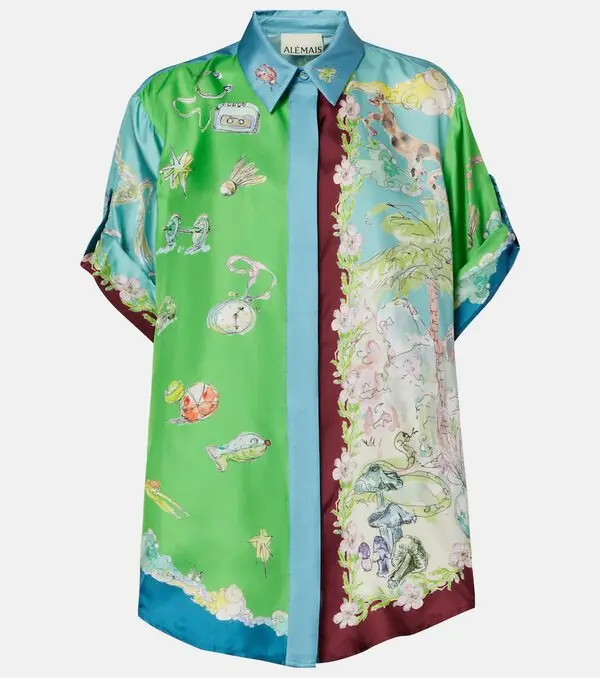 ALEMAIS Alémais Daria Printed Silk Satin Shirt - Multicoloured