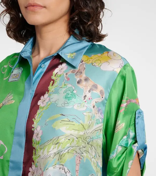 ALEMAIS Alémais Daria Printed Silk Satin Shirt - Multicoloured