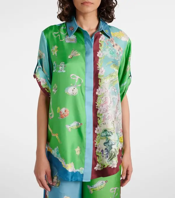 ALEMAIS Alémais Daria Printed Silk Satin Shirt - Multicoloured