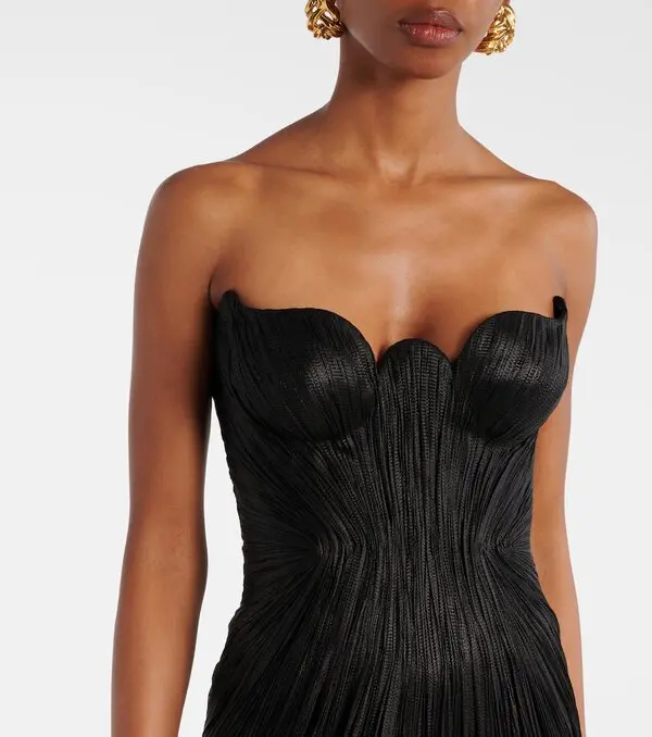 MARIA LUCIA HOHAN Jasleen Silk Tulle Corset Gown - Black