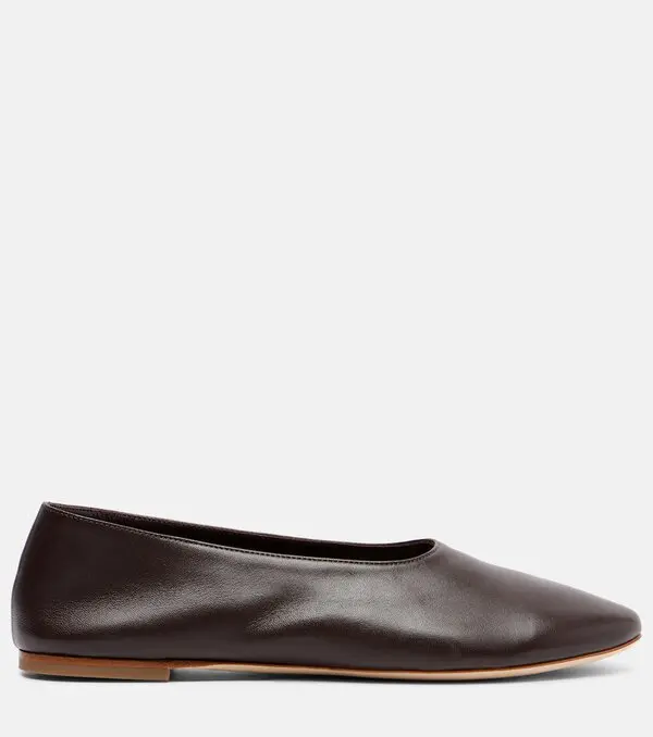 Staud Alba Leather Ballet Flats - Black