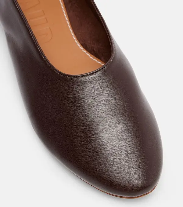 Staud Alba Leather Ballet Flats - Black